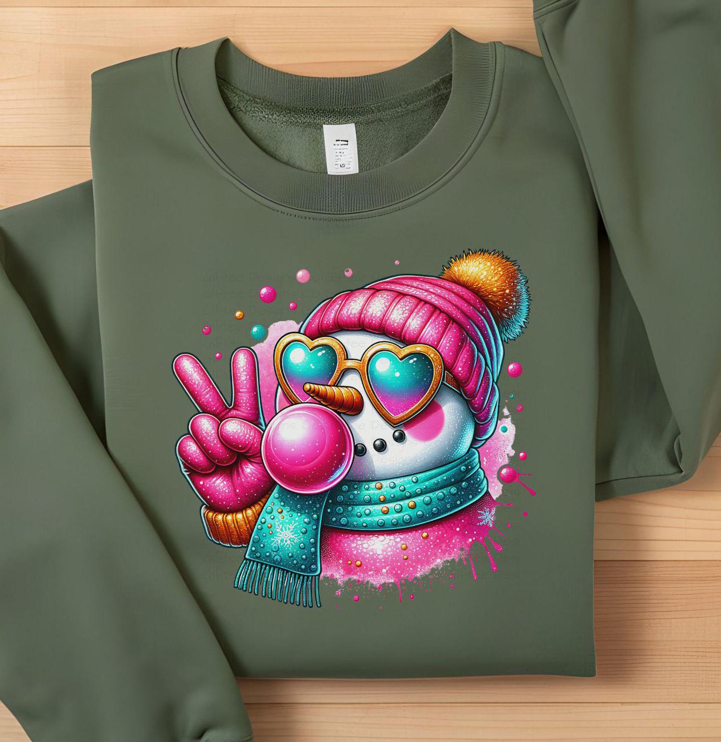 Pink Snowman Blowing Bubble PNG, Pink Christmas Png, Snowman With ...