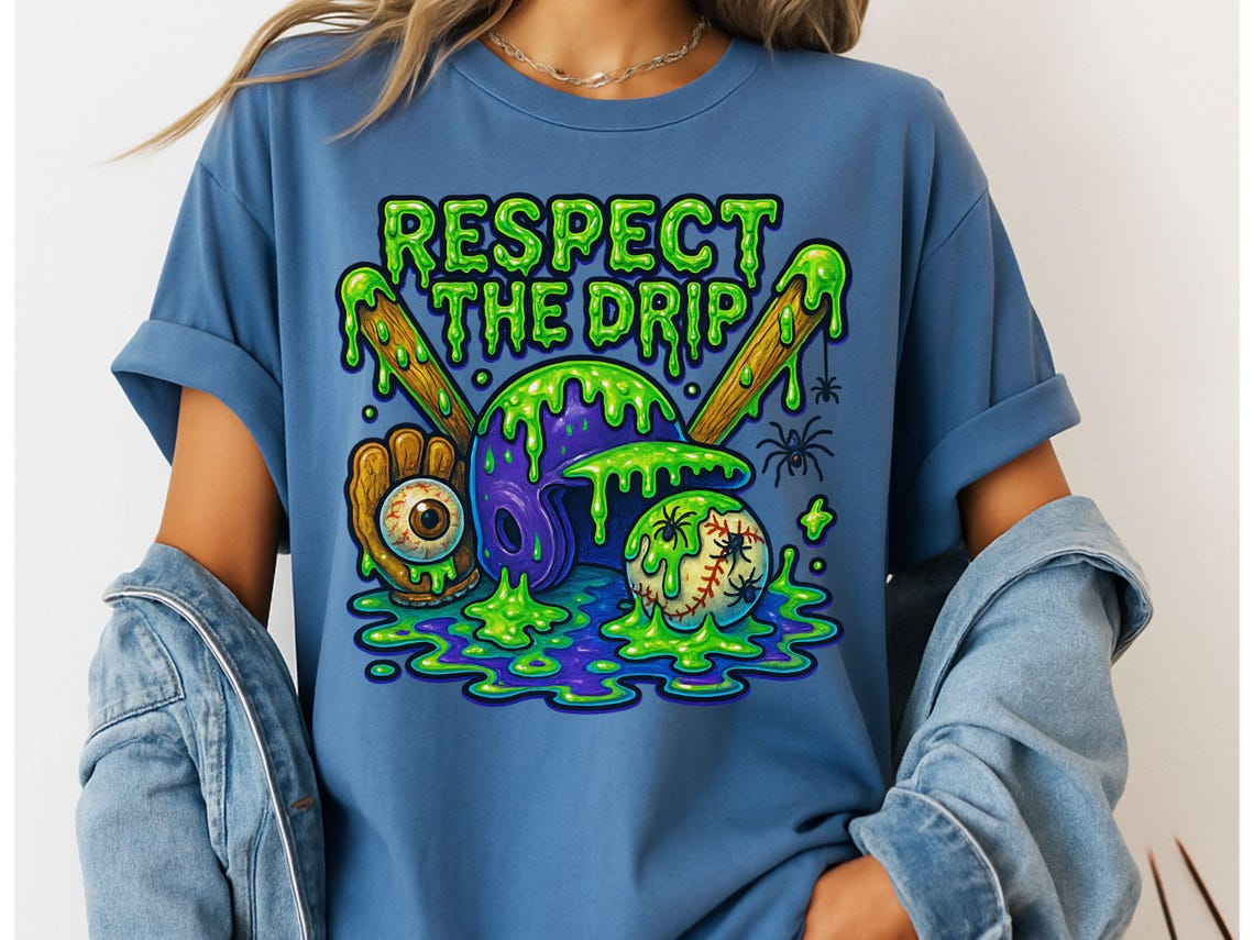 Halloween Baseball Drip PNG, Respect the Drip, Slime Png, Retro ...