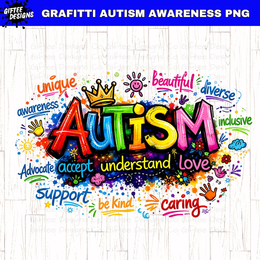 Autism PNG Accept Understand Love, Graffiti Neurodiversity Design ...