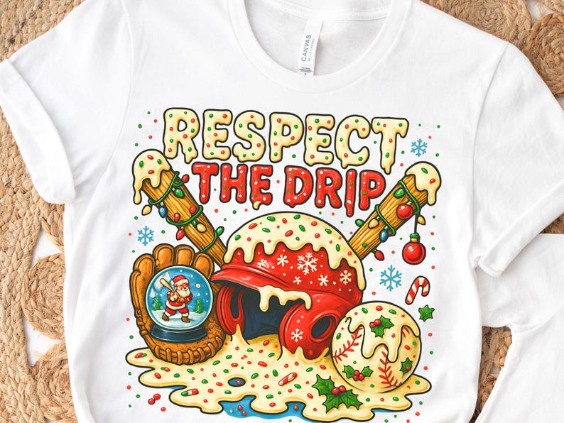 Christmas Baseball Drip PNG, Respect the Drip, Ice Cream Drip Png ...