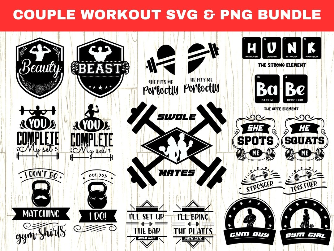 Workout Svg Bundle, Funny Couple Svg, Gym Bundle Svg, Matching Couple ...