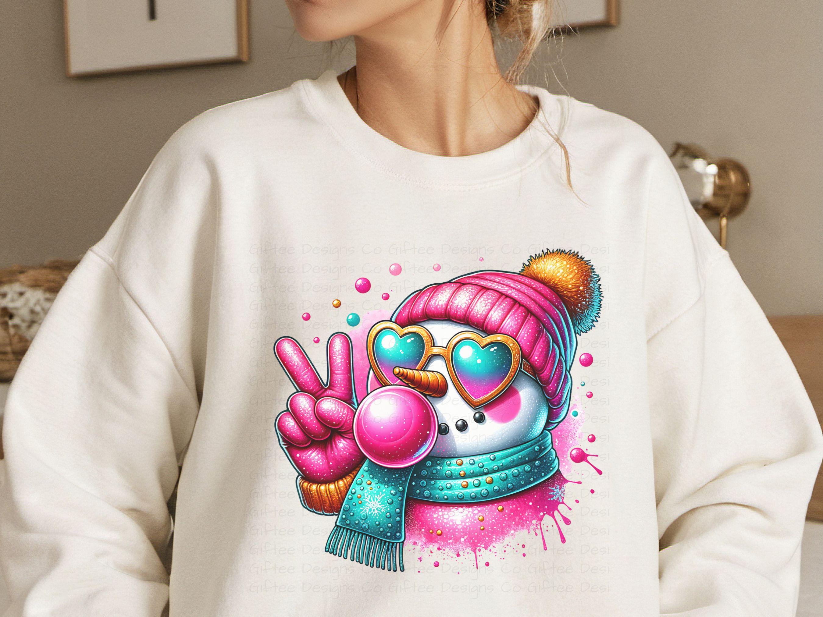 Pink Snowman Blowing Bubble PNG, Pink Christmas Png, Snowman With ...