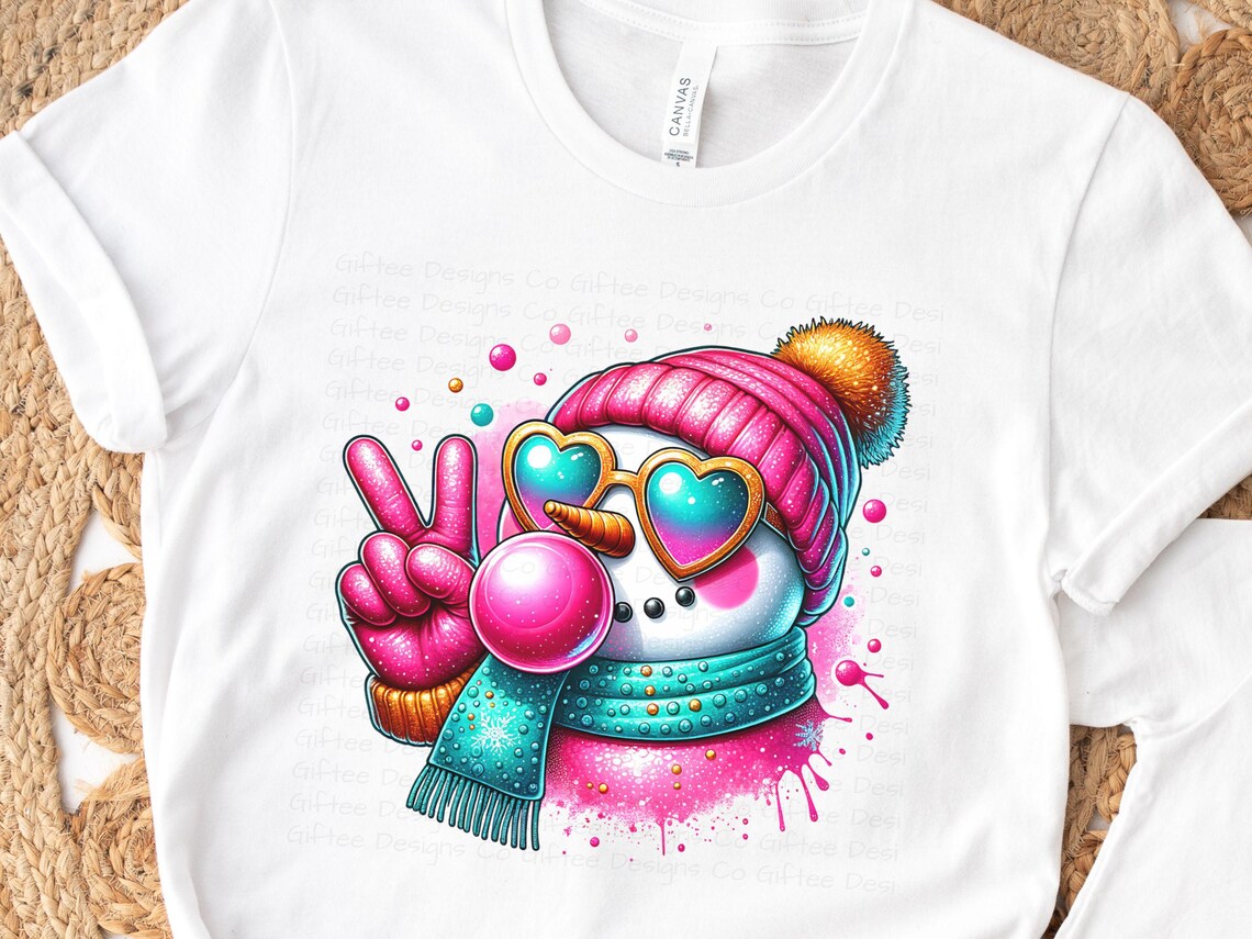 Pink Snowman Blowing Bubble PNG, Pink Christmas Png, Snowman With ...
