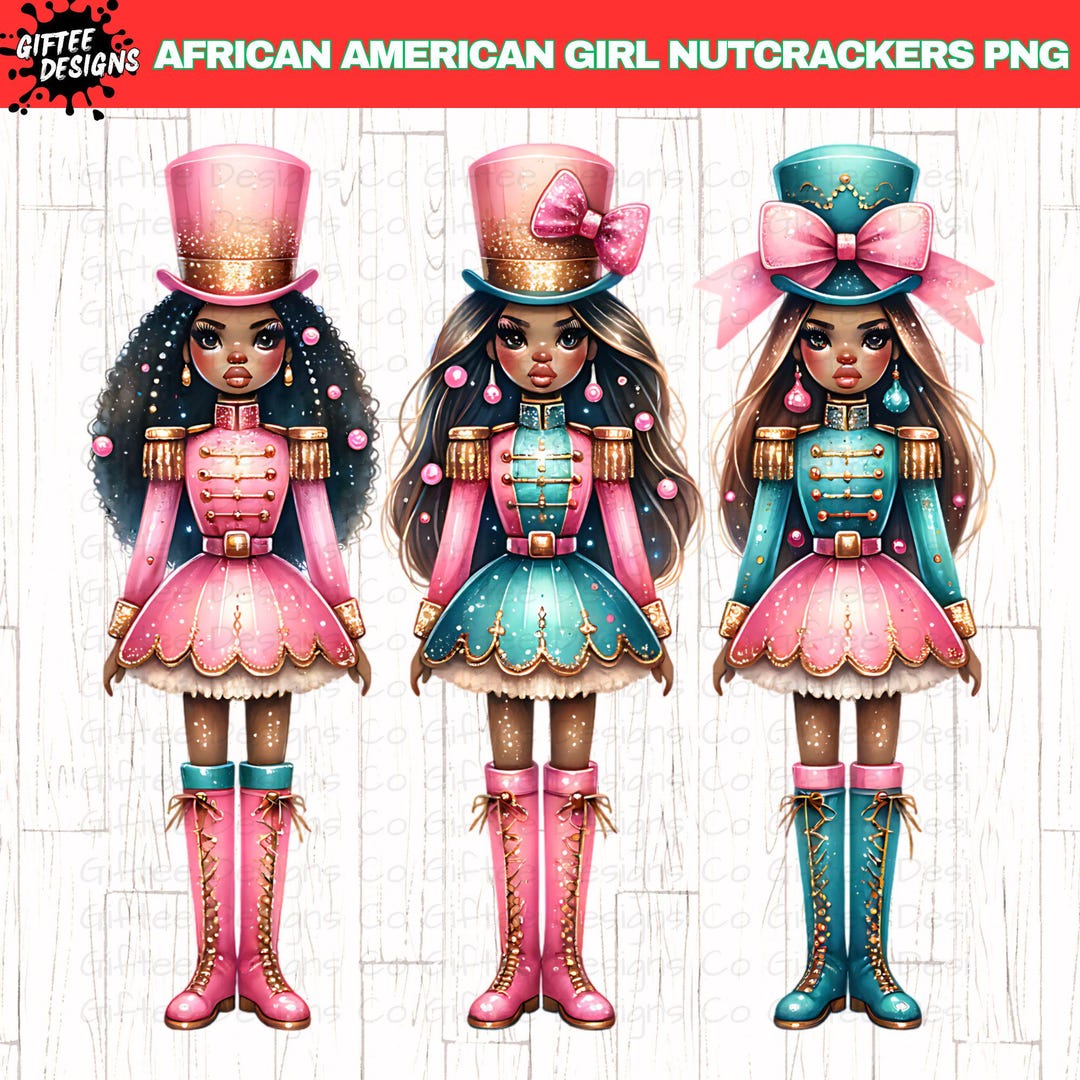 Black Female Nutcracker PNG, African American Christmas Png, Black Christmas Png, Pink ...