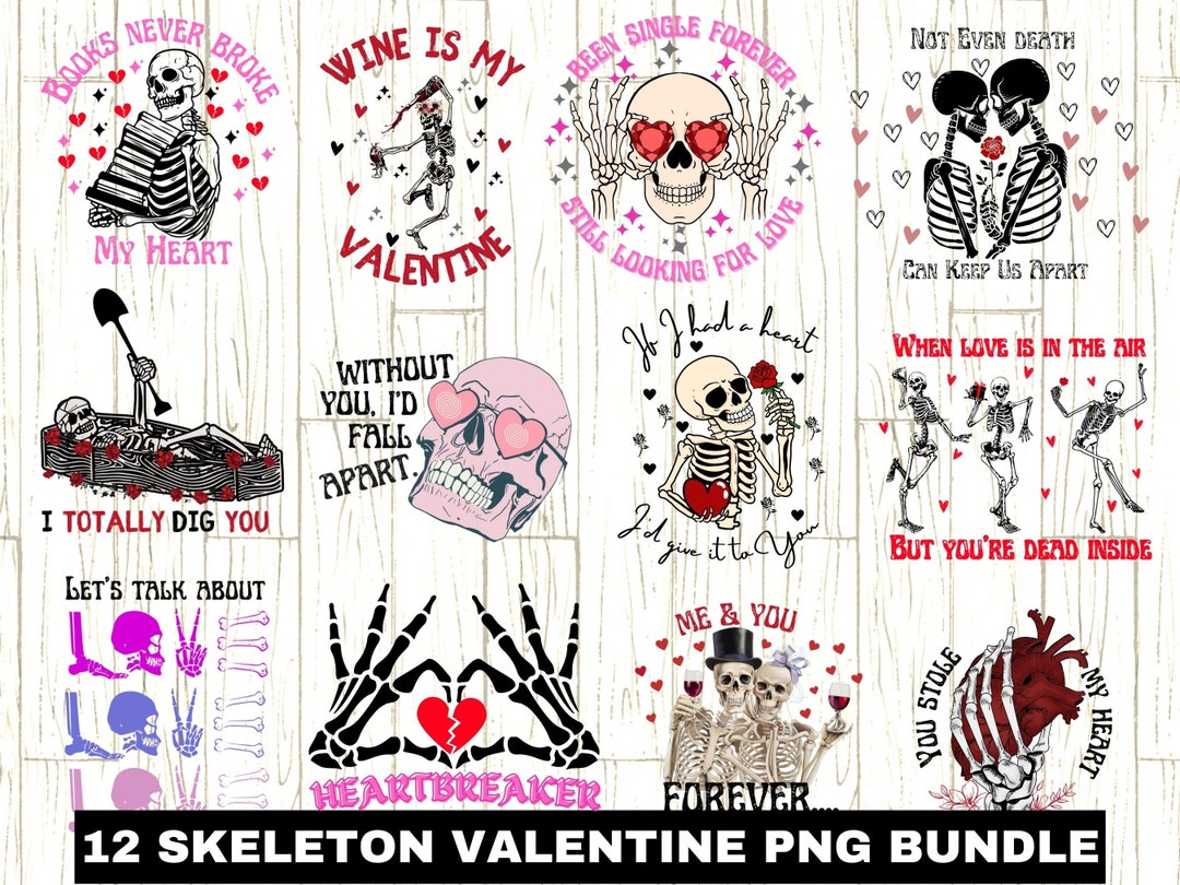 Skeleton Valentine PNG BUNDLE Funny Valentine's Png - Etsy