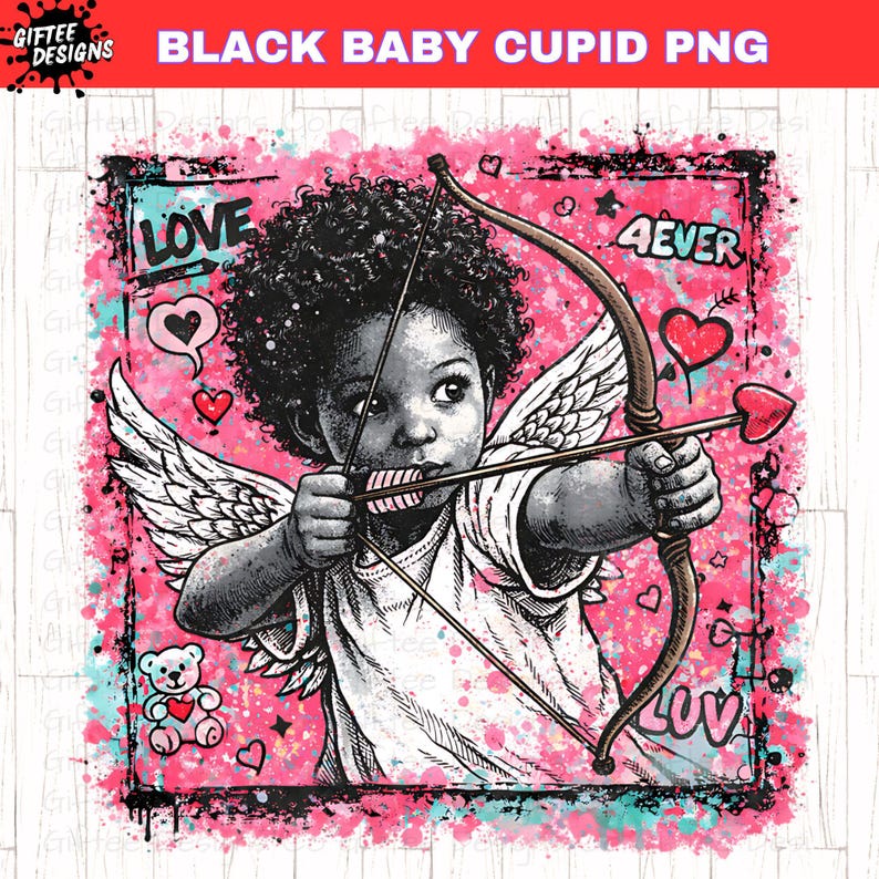 Black Baby Cupid PNG, African American Valentine Design, Hip Hop ...