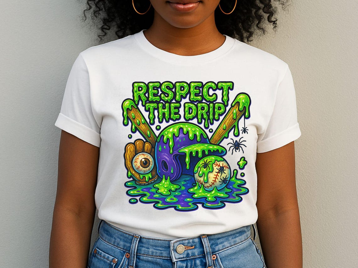 Halloween Baseball Drip PNG, Respect the Drip, Slime Png, Retro ...