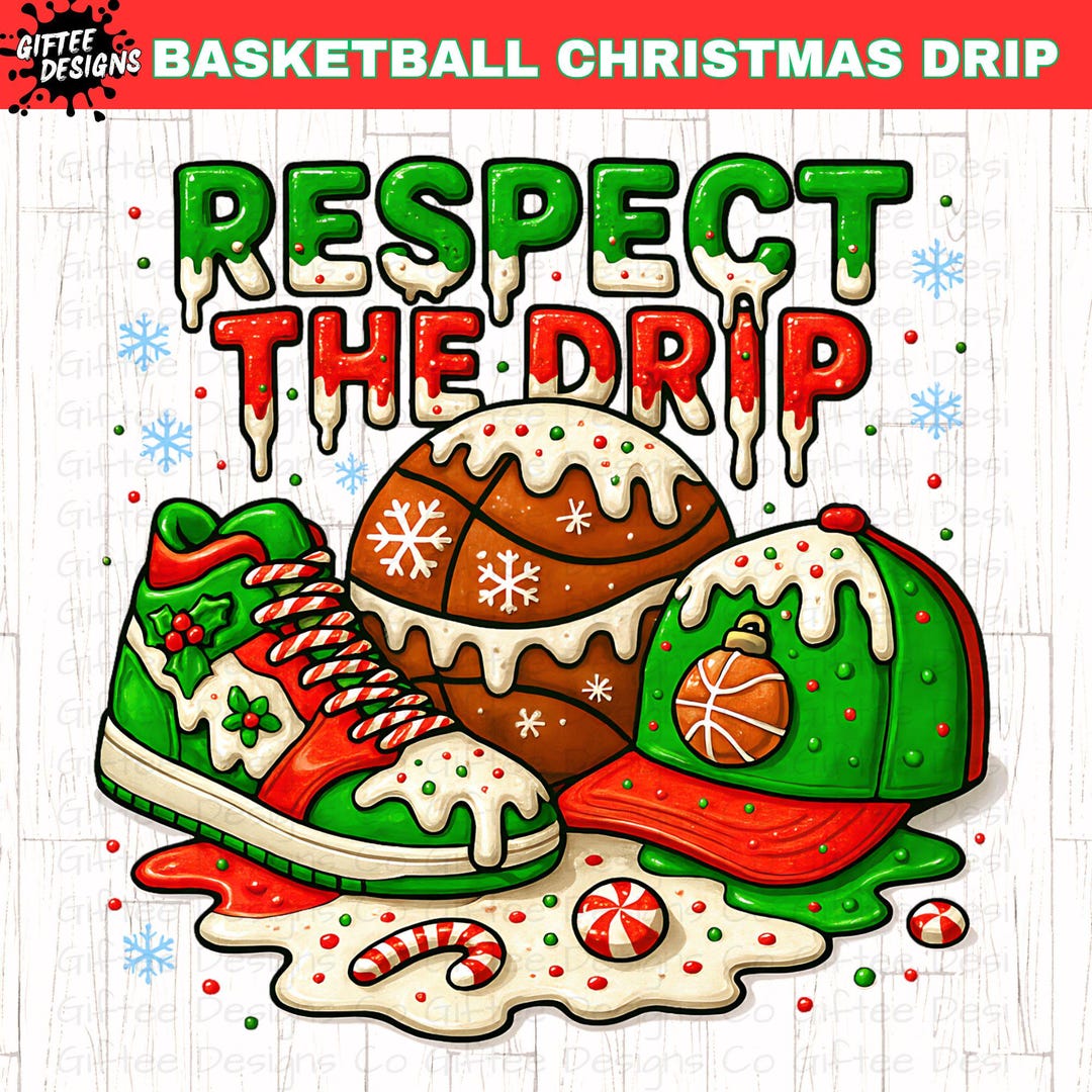 Christmas Basketball Drip PNG, Respect the Drip, Ice Cream Drip, Retro ...