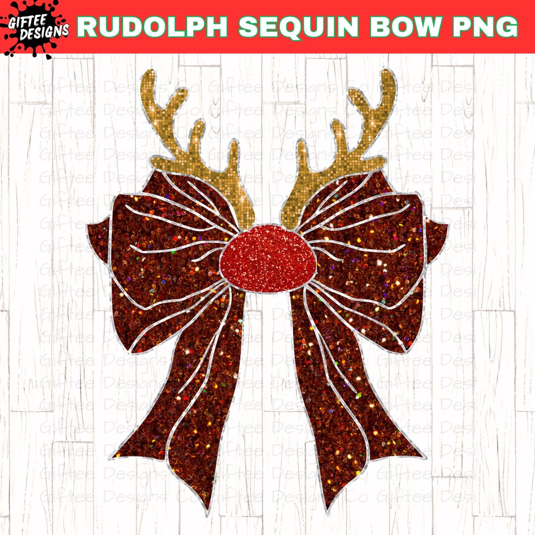 Reindeer Coquette Bow Png, Coquette Christmas PNG, Faux Sequin Png ...