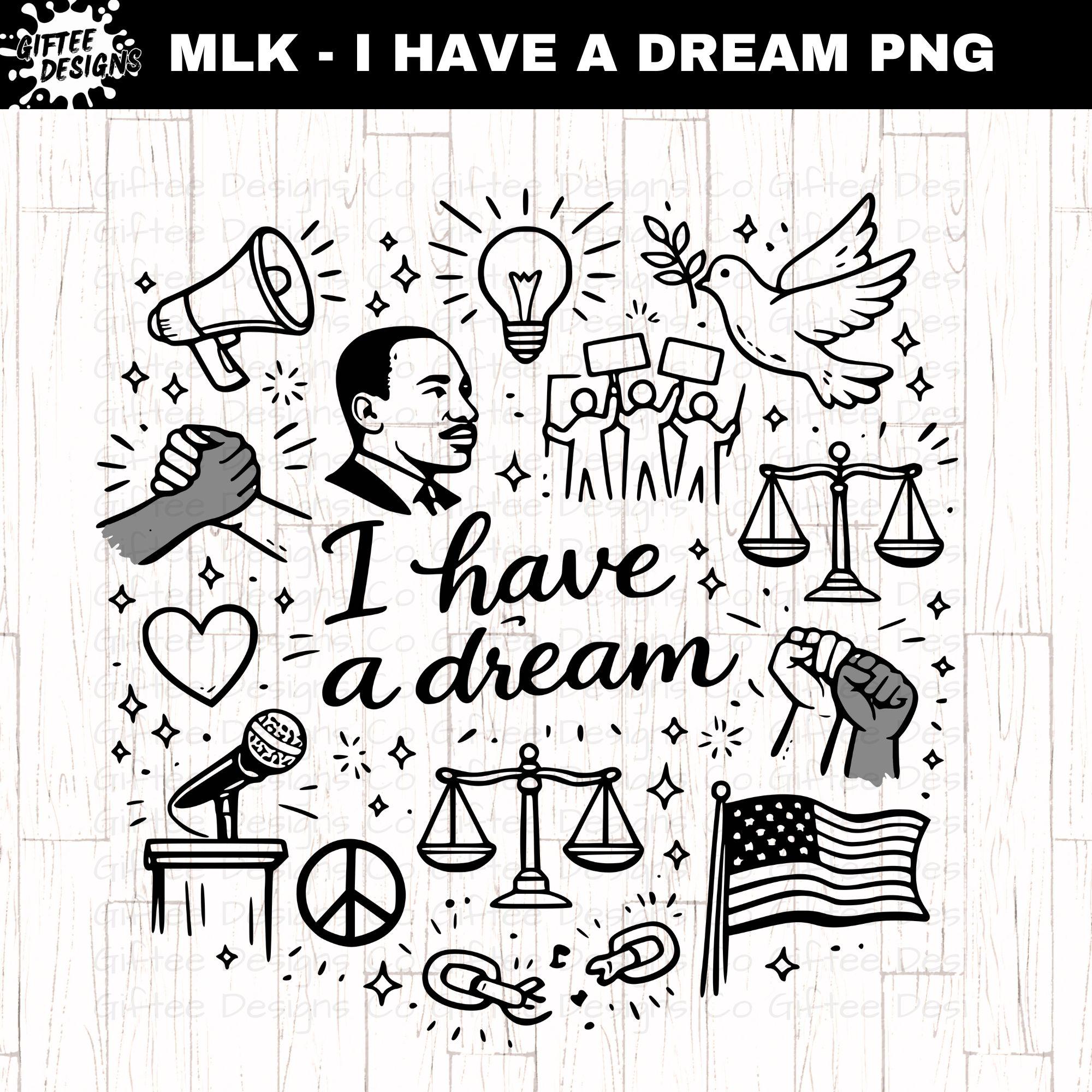 MLK I Have a Dream Shirt SVG PNG, Hand Drawn Doodle Sketch, Black ...