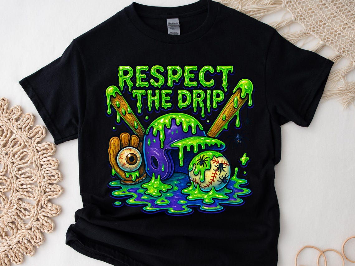 Halloween Baseball Drip PNG, Respect the Drip, Slime Png, Retro ...