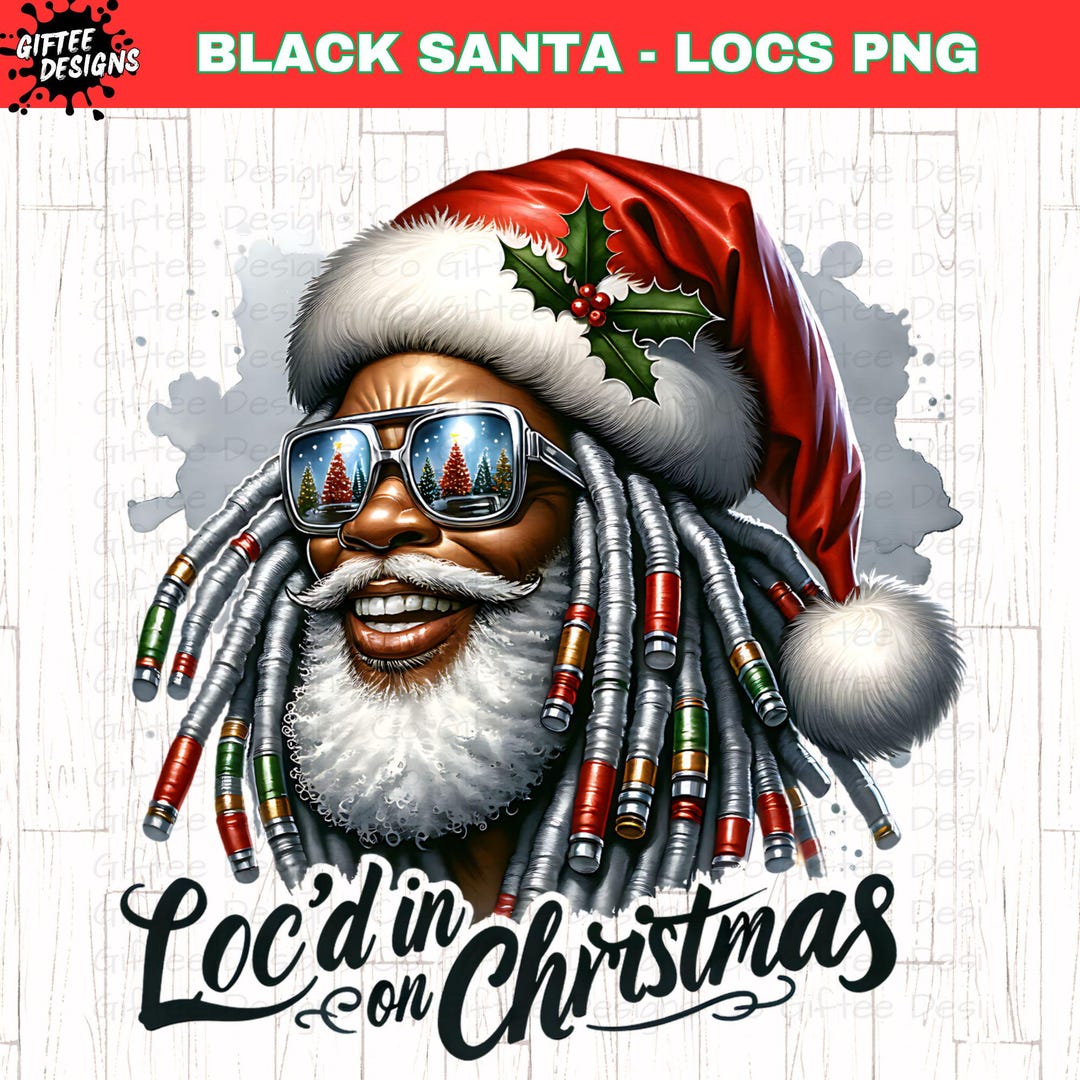 Black Santa PNG, African American Christmas Png, Dreadlocks Png, Black ...