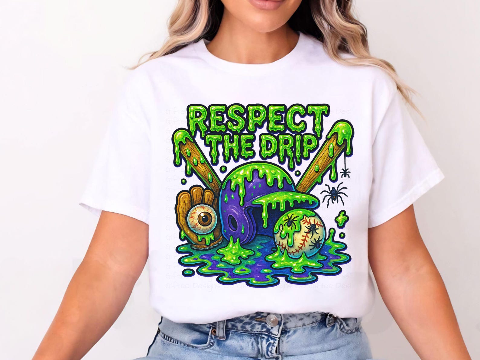 Halloween Baseball Drip PNG, Respect the Drip, Slime Png, Retro ...
