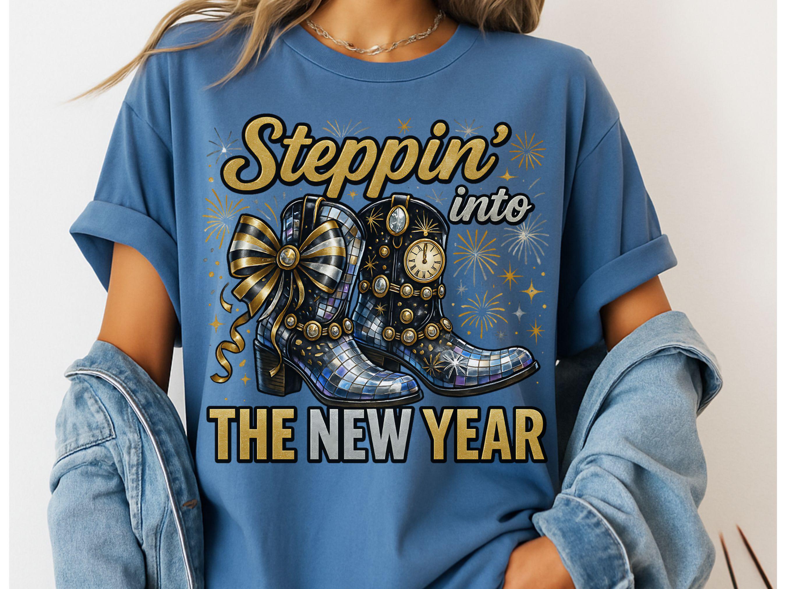 Steppin Into the New Year 2026 PNG, Disco Cowboy Boots Png, Coquette ...