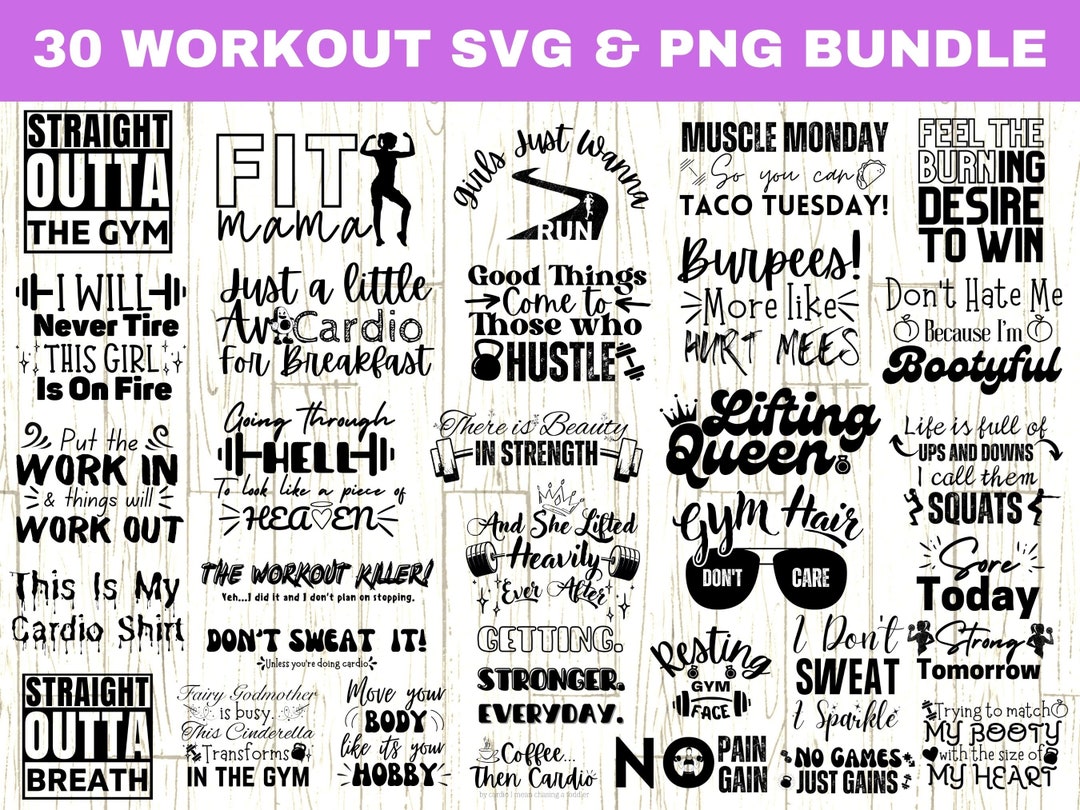 Workout SVG Bundle, Fitness Svg, Gym Svg, Funny Workout Svg, Workout ...