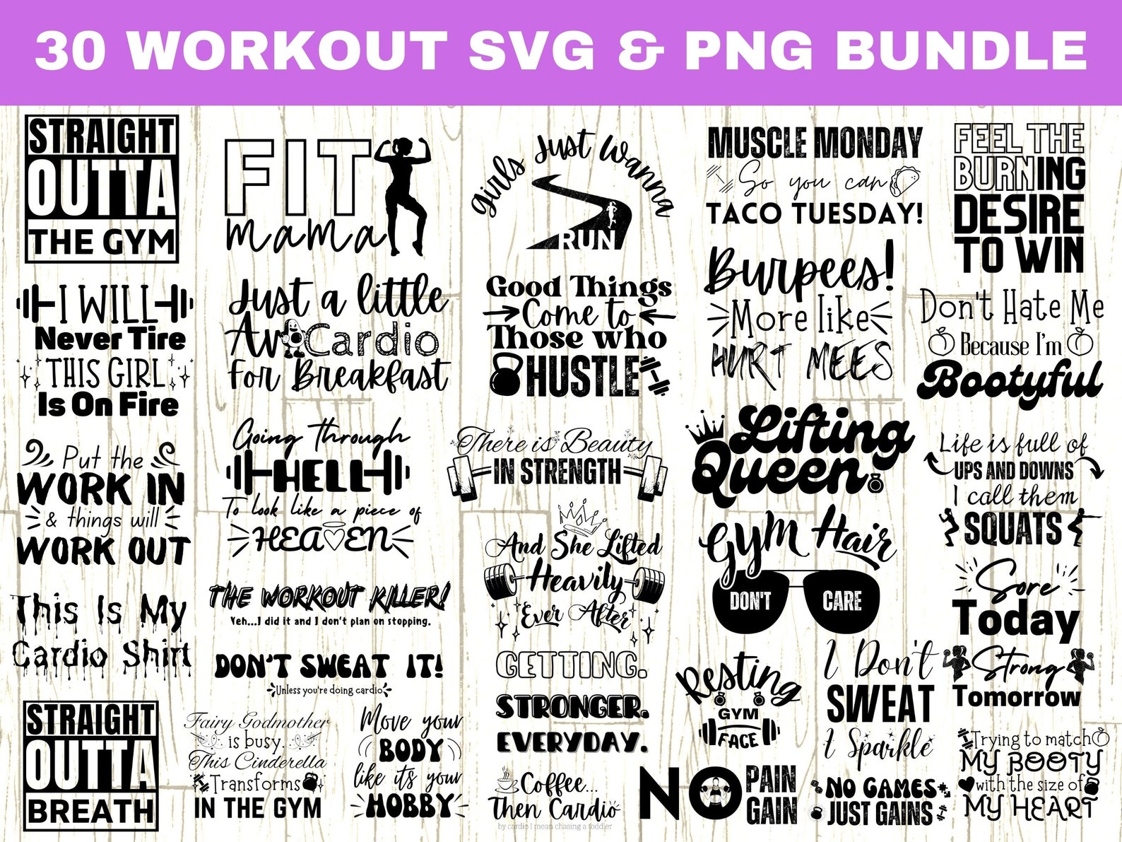 Workout SVG Bundle Fitness Svg Gym Svg Funny Workout Svg - Etsy Canada