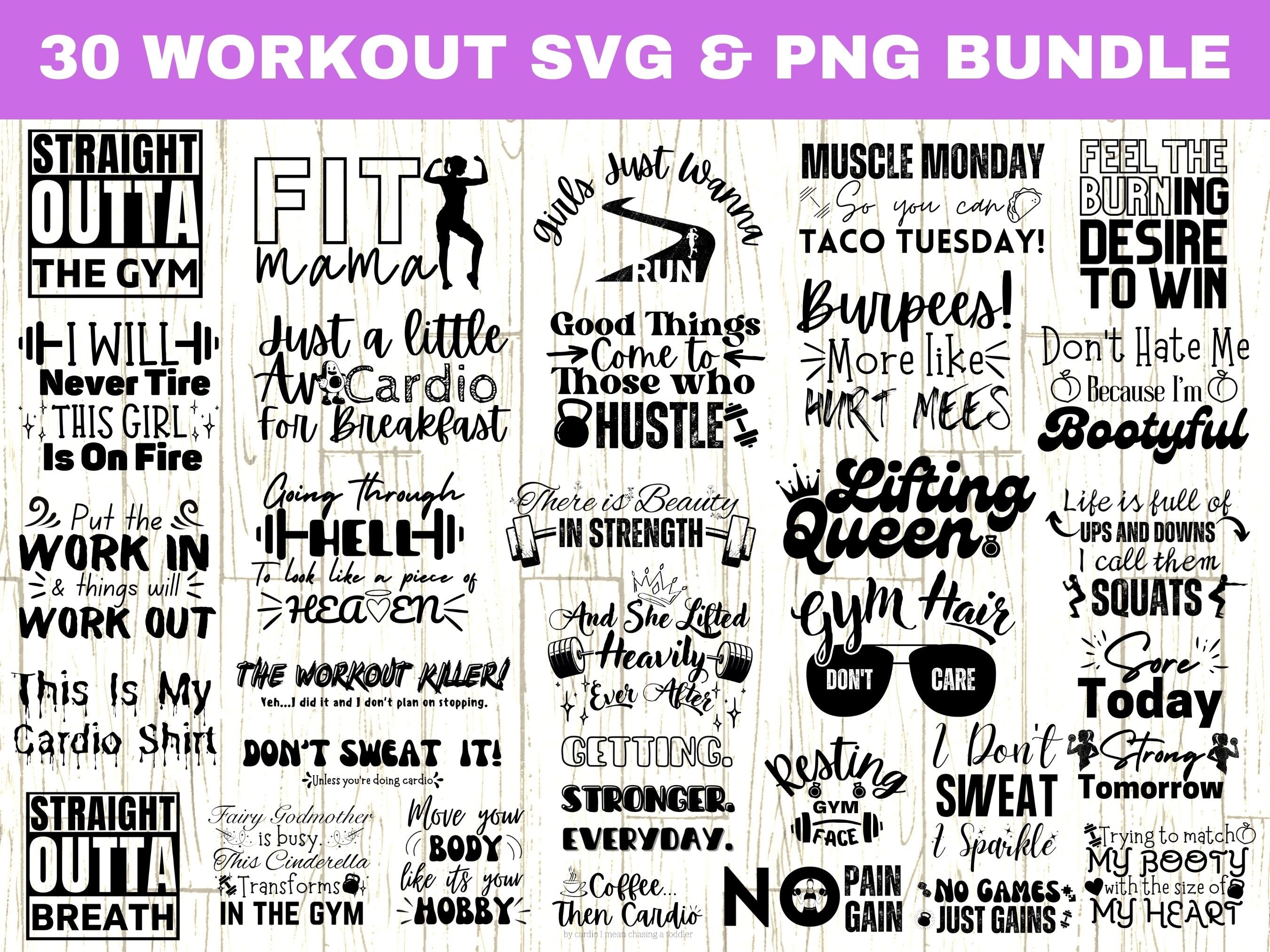 Workout SVG Bundle Fitness Svg Gym Svg Funny Workout Svg - Etsy Canada