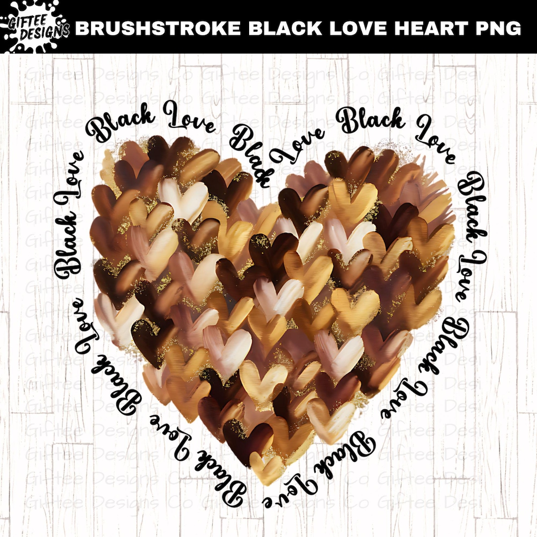 Black Brushstroke Heart PNG, Black History Heart Png, Watercolor Heart ...