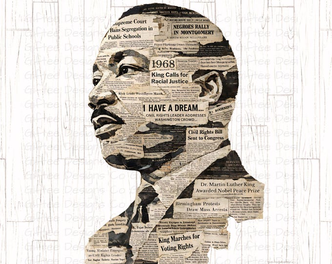 Martin Luther King PNG, Newspaper Collage MLK Black History Png Design ...
