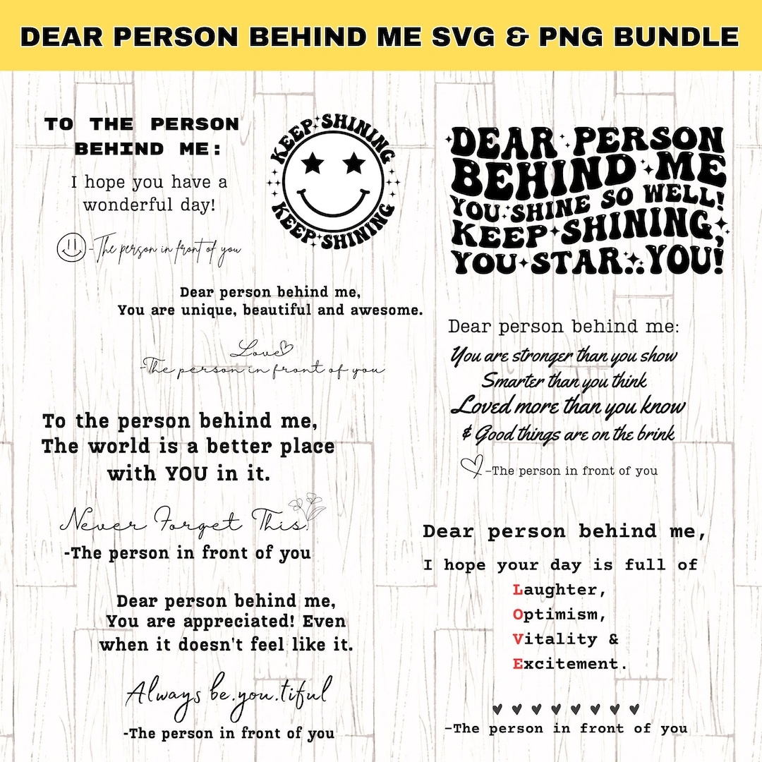 Dear Person Behind Me SVG PNG Bundle, Kindness Svg Bundle, to the ...