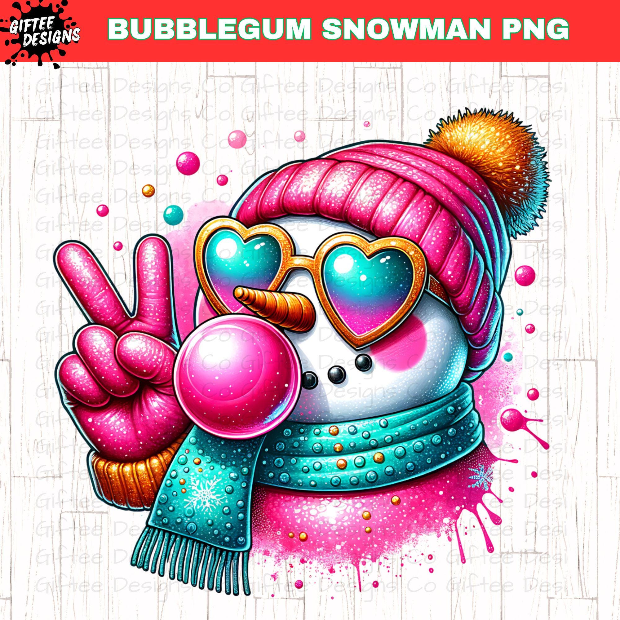 Pink Snowman Blowing Bubble PNG, Pink Christmas Png, Snowman With ...
