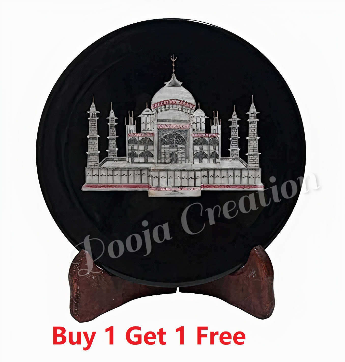Black Marble Taj Mahal Plate for Home and Wall Decor and Gift Purpose ...