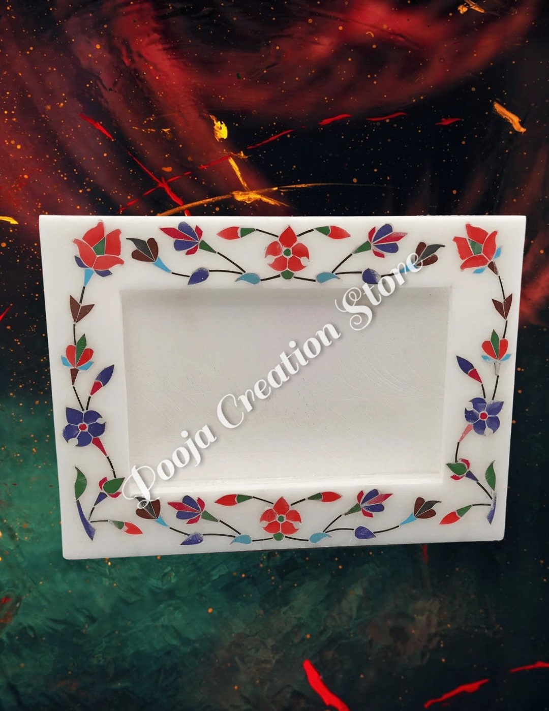 Handicraft Beautiful White Marble Photo Frame Inlay Art Work | Inlay ...