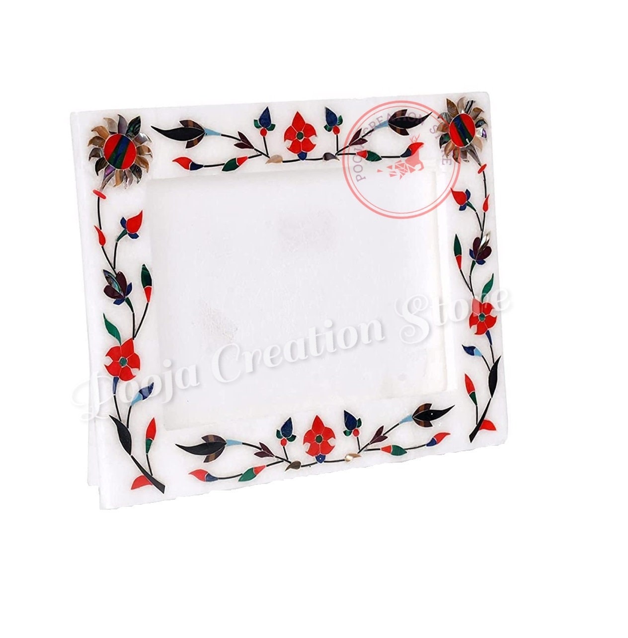 Handicraft Beautiful White Marble Photo Frame Inlay Art Work Marble ...