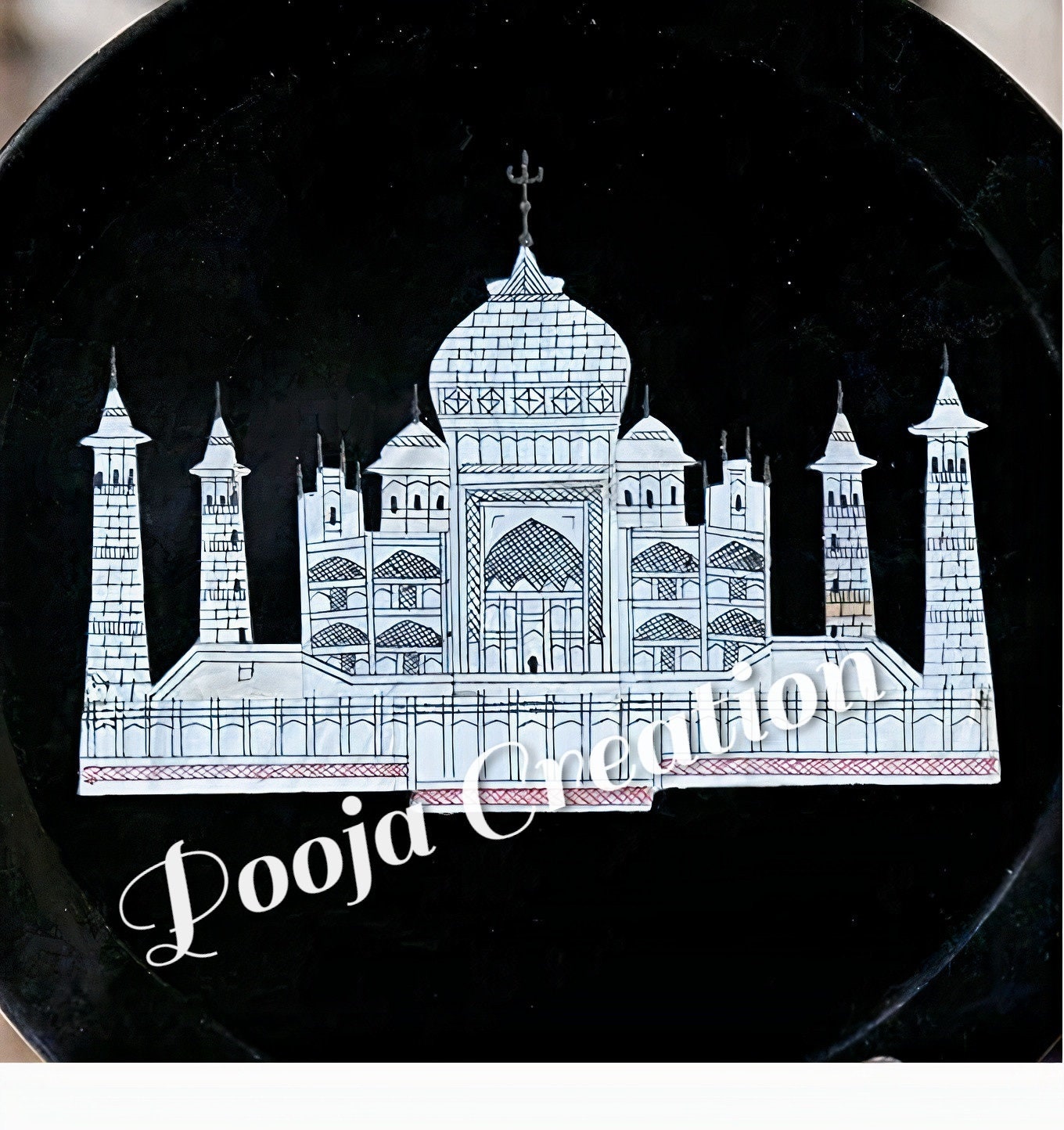 Black Marble Taj Mahal Plate for Home and Wall Decor and Gift Purpose ...