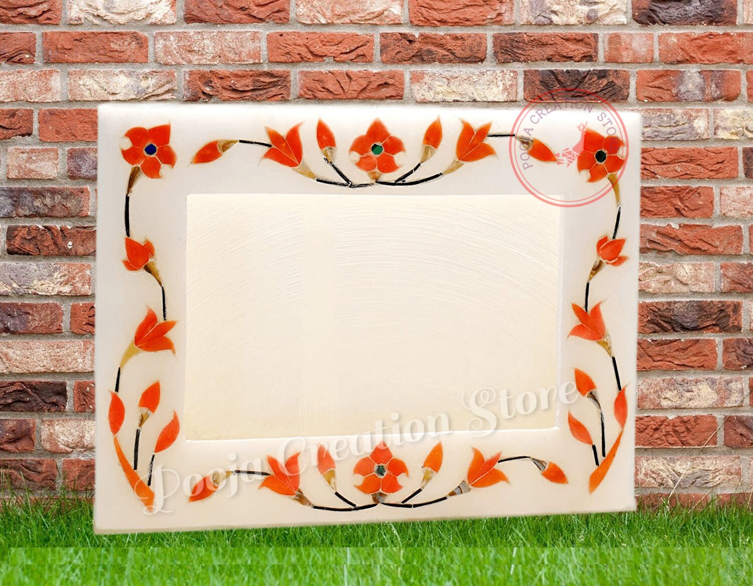 Handicraft Beautiful White Marble Photo Frame Inlay Art Work Marble ...