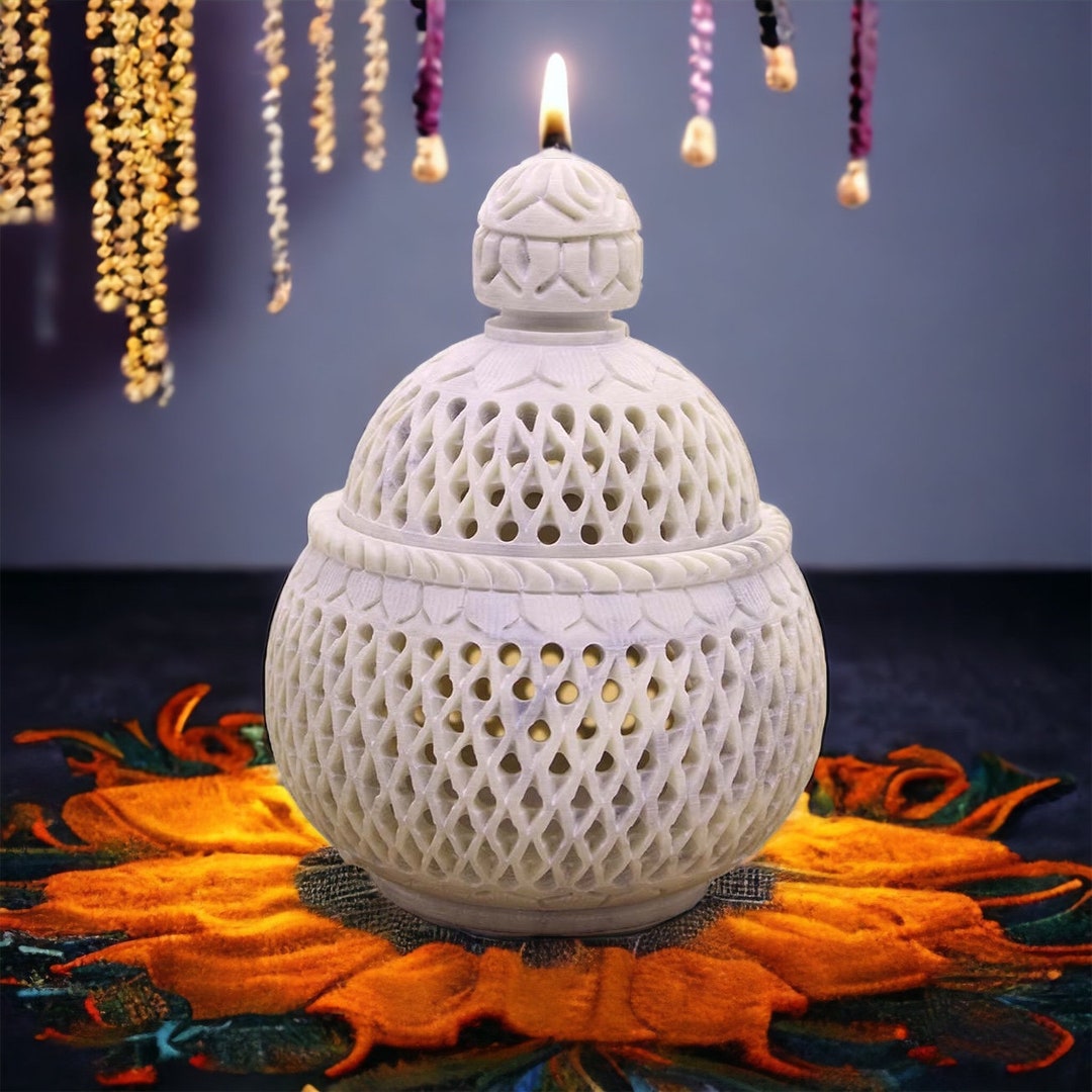 Soapstone Handicrafts Work Ball Handiya Stand Candle Holder Lamp for ...