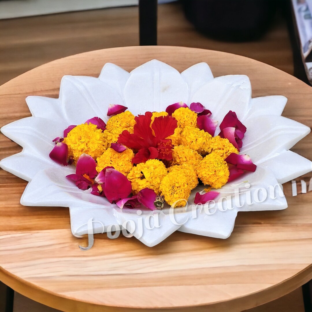 White Marble Lotus Urli in Floral Design in All Sizes Ll White Marble ...