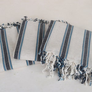 38x71 Inches Navy Blue-turquoise Cotton Towel, Striped Towel ...