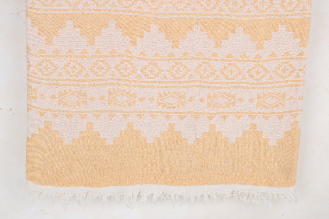 Kilim Blanket, 56x83 Inches Yellow Cotton Blanket, Personalized Blanket ...