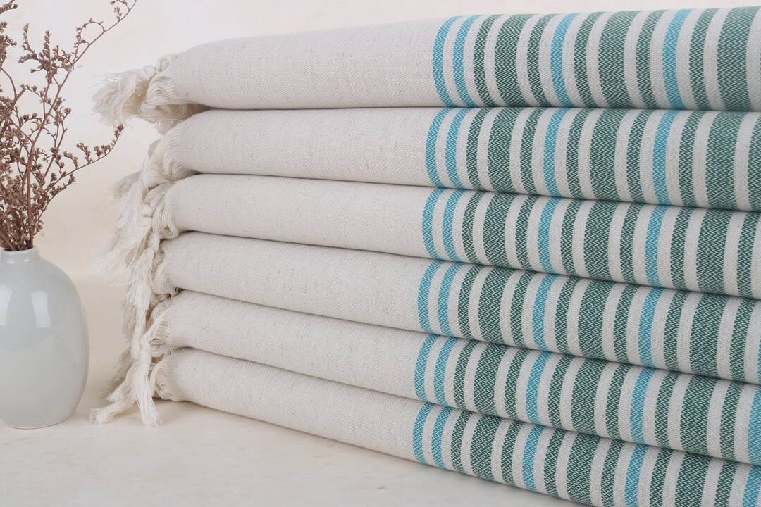 40x71 Inches Dark Green-petrol Blue Linen Towel, Bridal Shower Gift ...