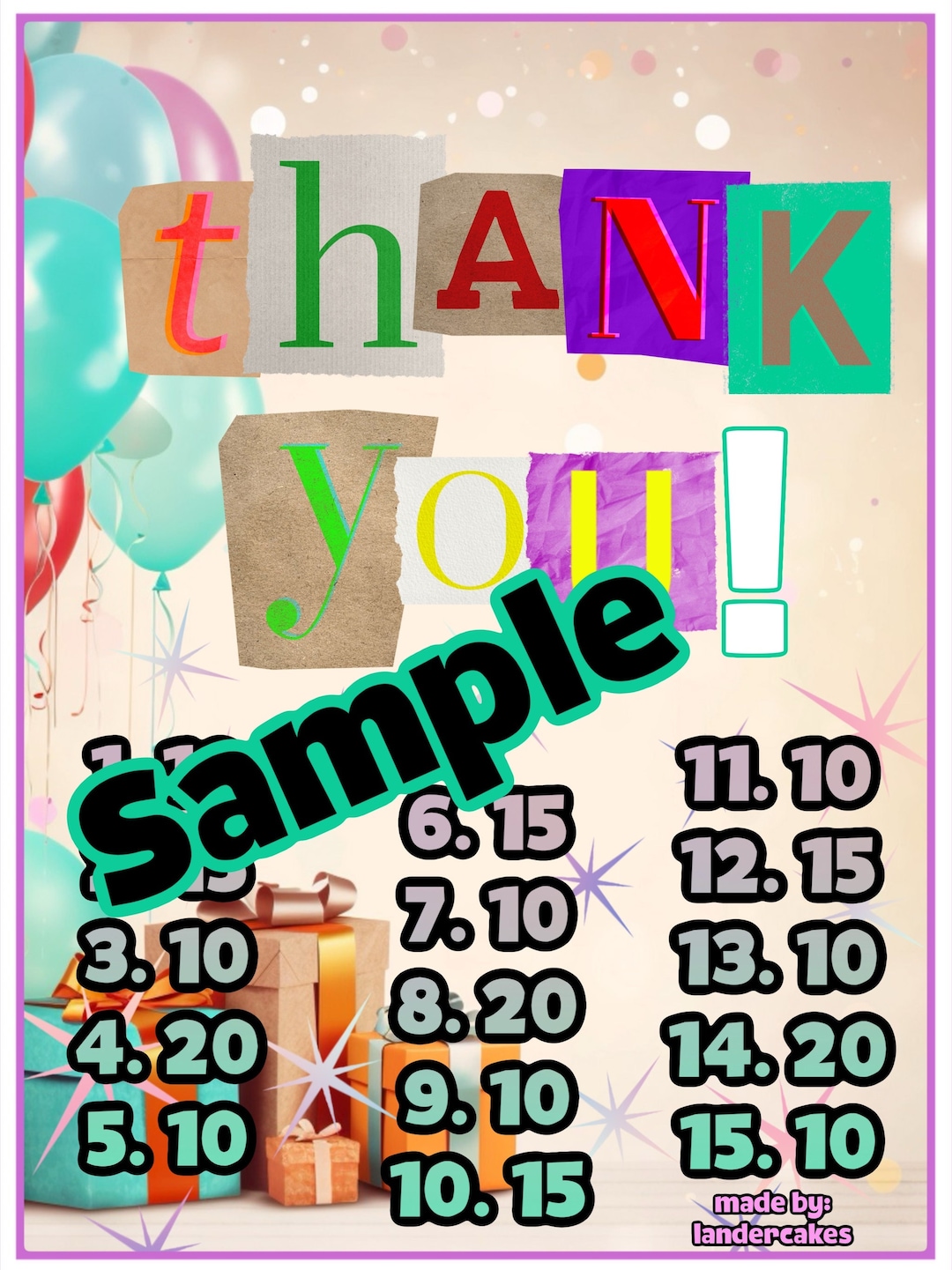 Thank You Appreciation Board Downloadable Bingo Graphic Board Pick Your ...