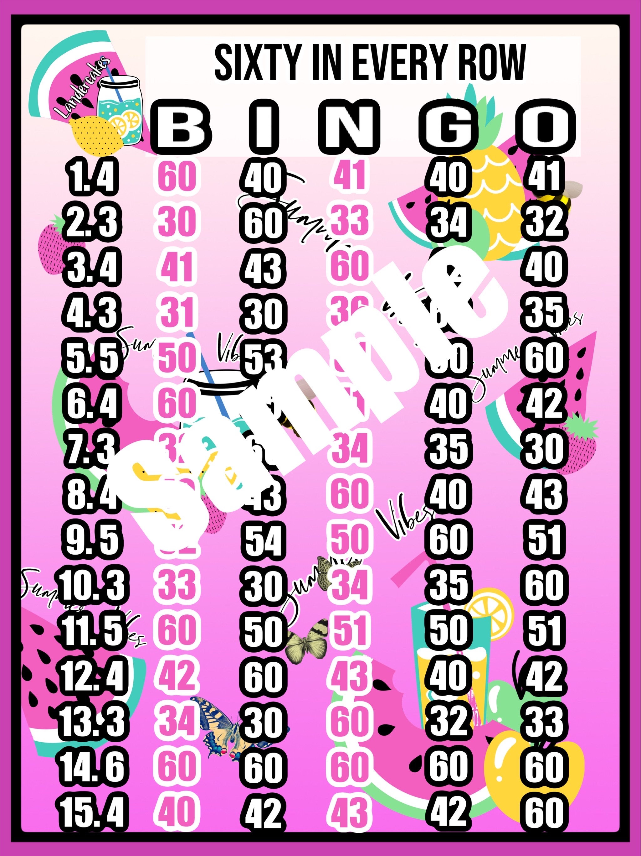 3 Boards! 60 75 100 in Every Row Summer Pick Your Prize PYP Pick Your ...