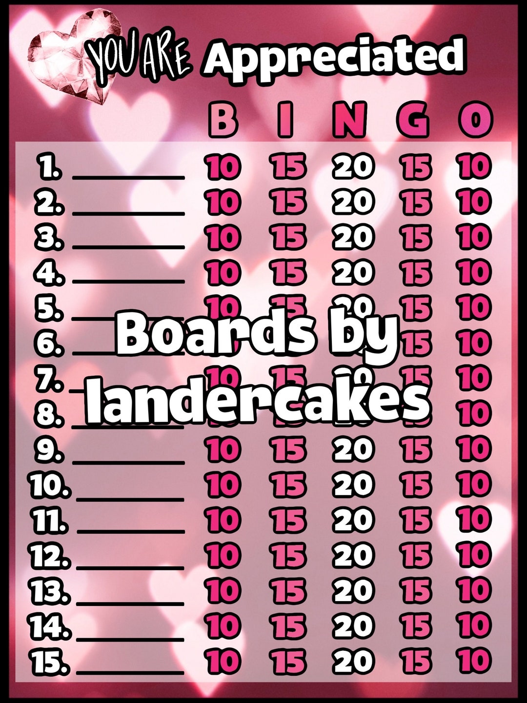 Thank You Appreciation Board Downloadable Bingo Graphic Board PYP - Etsy