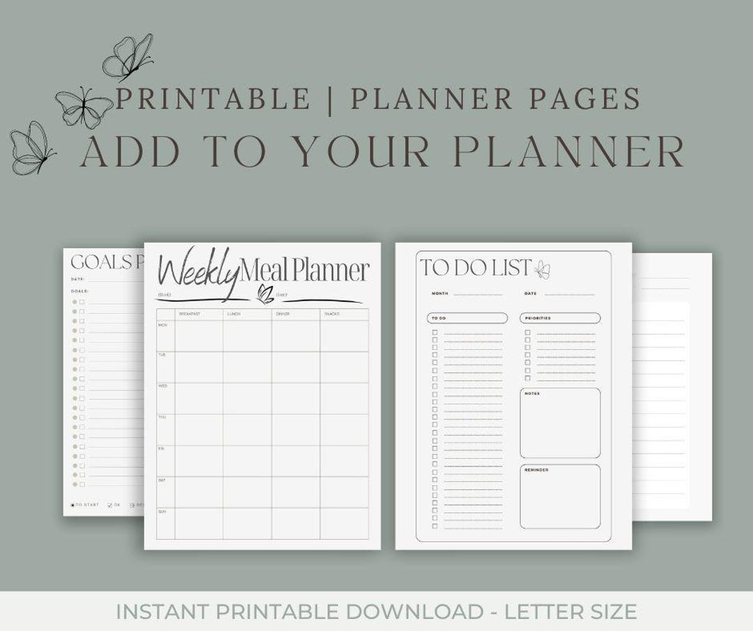 Planner Printable, Planner Pages, Track Goals, Plan Meals, to Do List ...