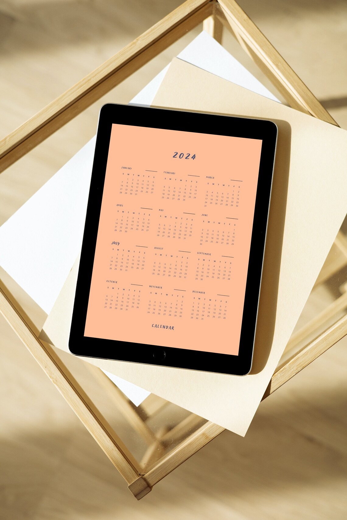 Peach Fuzz Minimalist Calendar 2024, Calendar Planner With All Months ...
