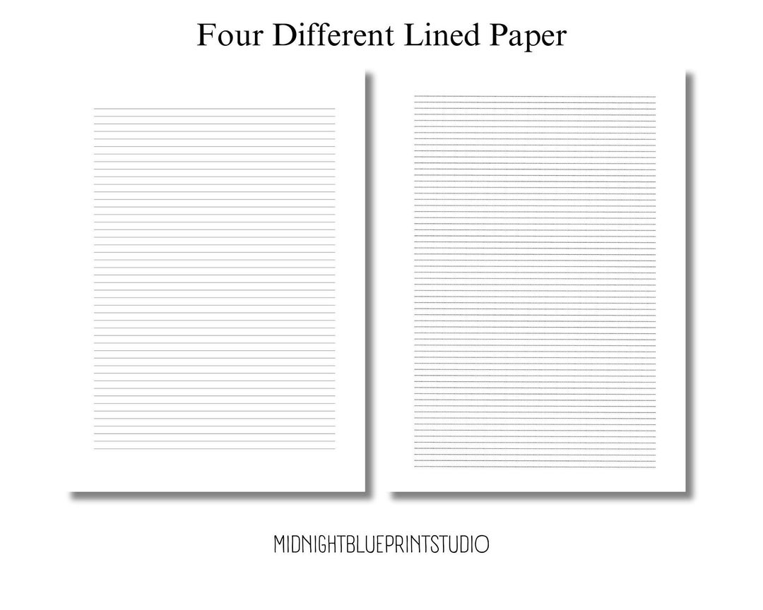 Four Different Lined Paper Desings, Lined Paper, Ruled Paper, Blank ...