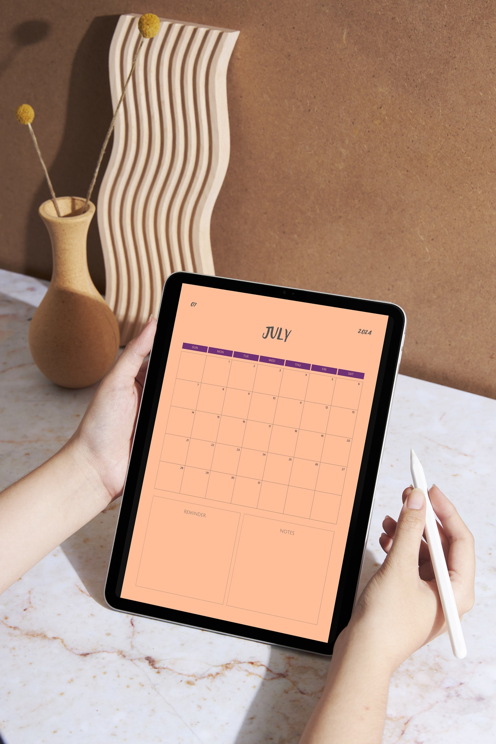 Peach Fuzz Minimalist Calendar 2024, Calendar Planner With All Months ...