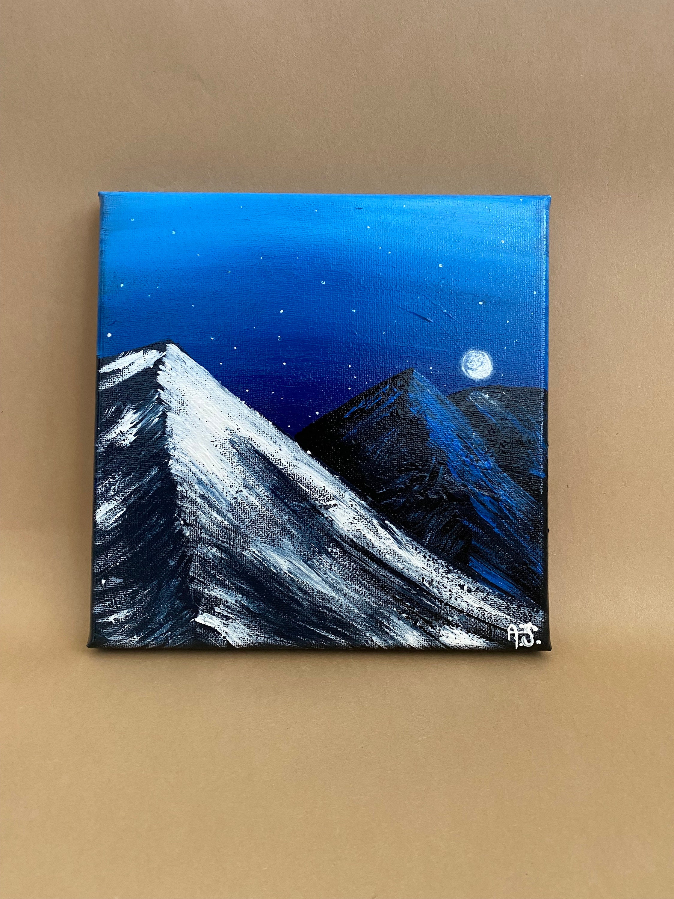 Calming Painting on Canvas, Original Art, Mini Canvas, “night Caps” - Etsy