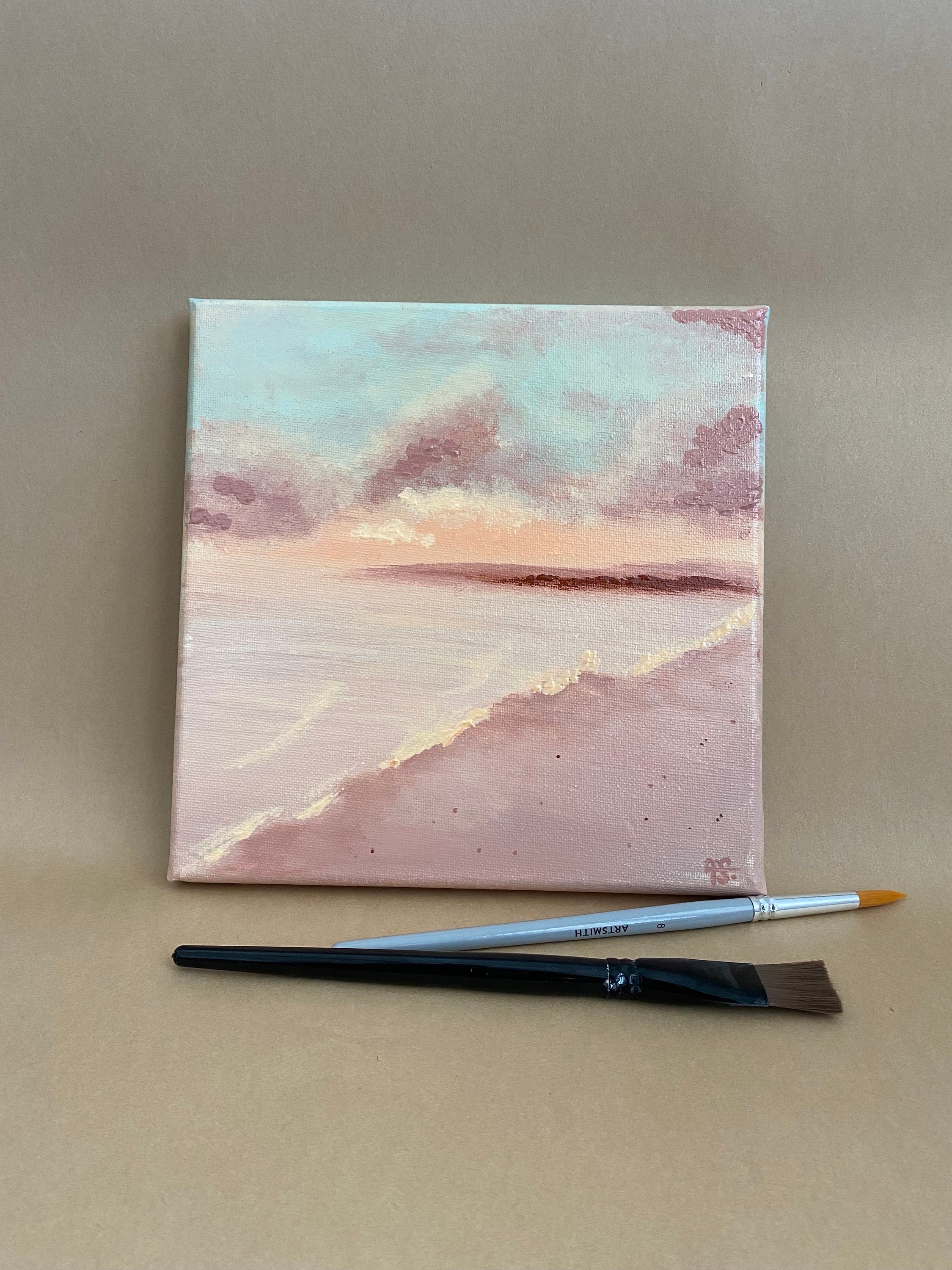 Calming Painting on Canvas, Original Art, Mini Canvas, “sundown” - Etsy