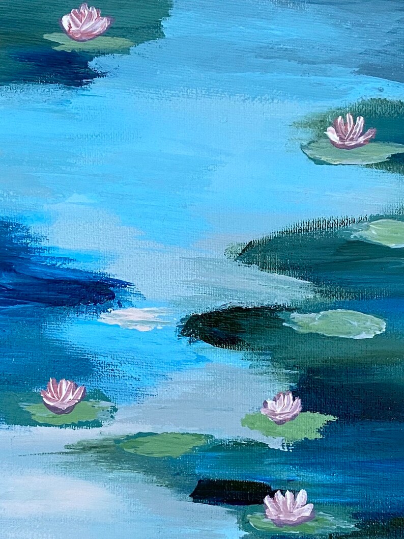 Pond Painting on Canvas, Original Art, Mini Canvas, “liliana” - Etsy