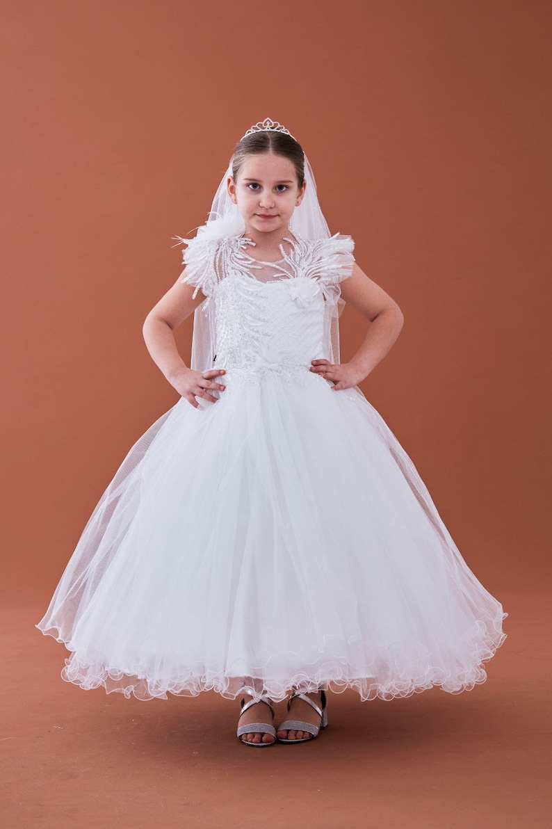 White Color Girl Dress Flower Girl Dressprincess Ball - Etsy