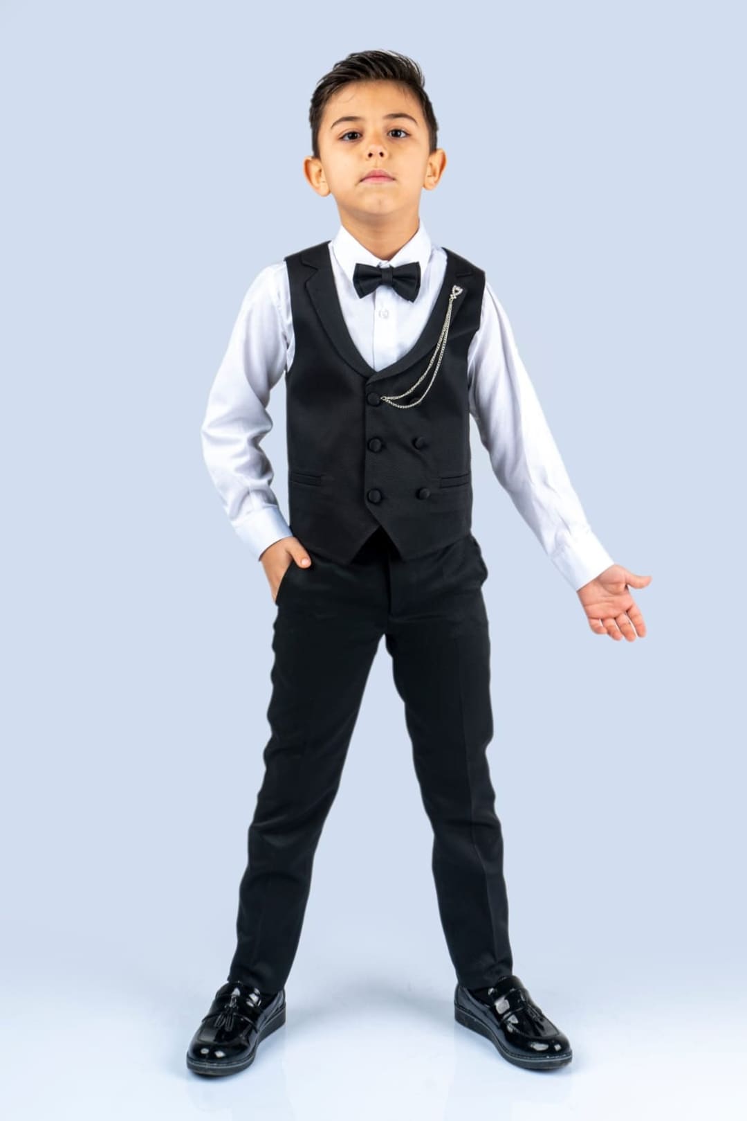 Boy's 5-pieces- Elegant Black, Burgundy Tuxedo Suit, Suit for Kid ...