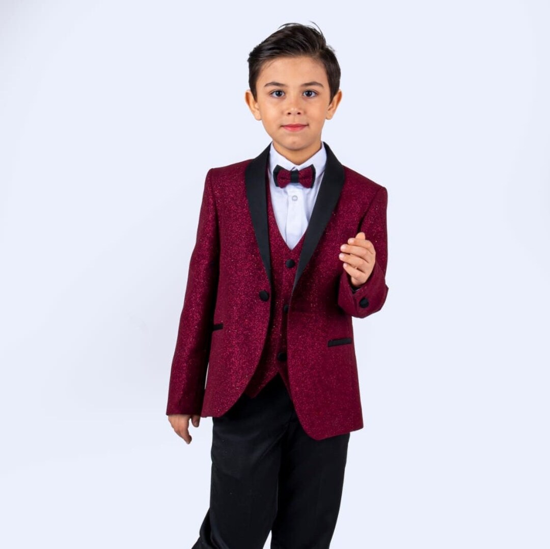 Boy Suits 5 Piece Slim Fit Suit for Kids Toddler Formal Set - Etsy