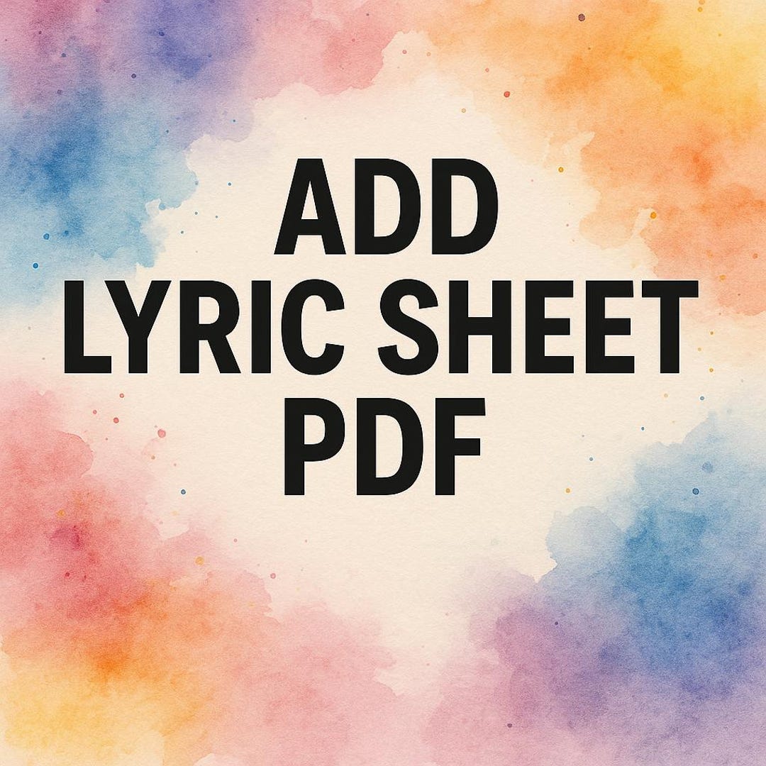 Lyric Sheet PDF • Printable Lyrics for Your Custom Song - Etsy
