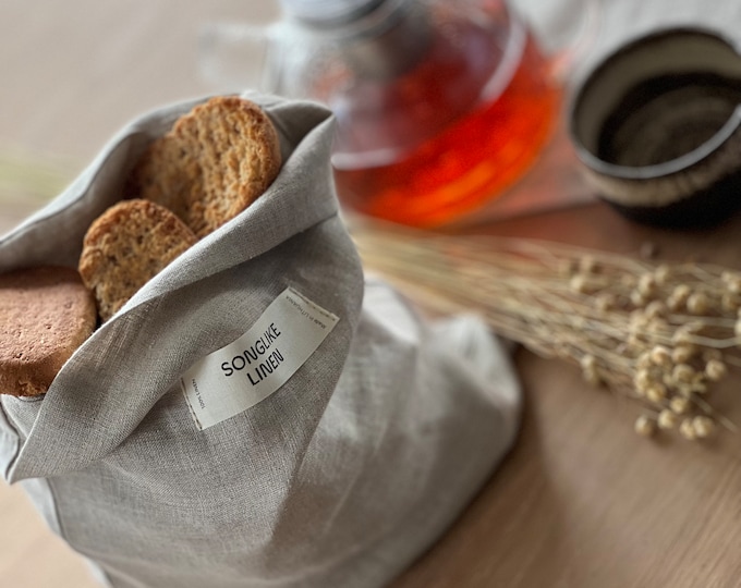 Reusable Linen Produce Bags, Set of 2. Plastic Free Linen Storage Bags ...